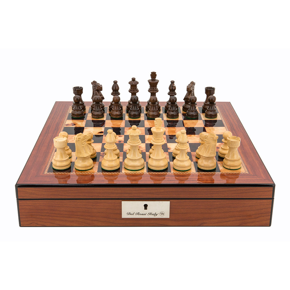 Chess Set - Staunton - Walnut Finish With Compartments 16inch | Brain Spice
