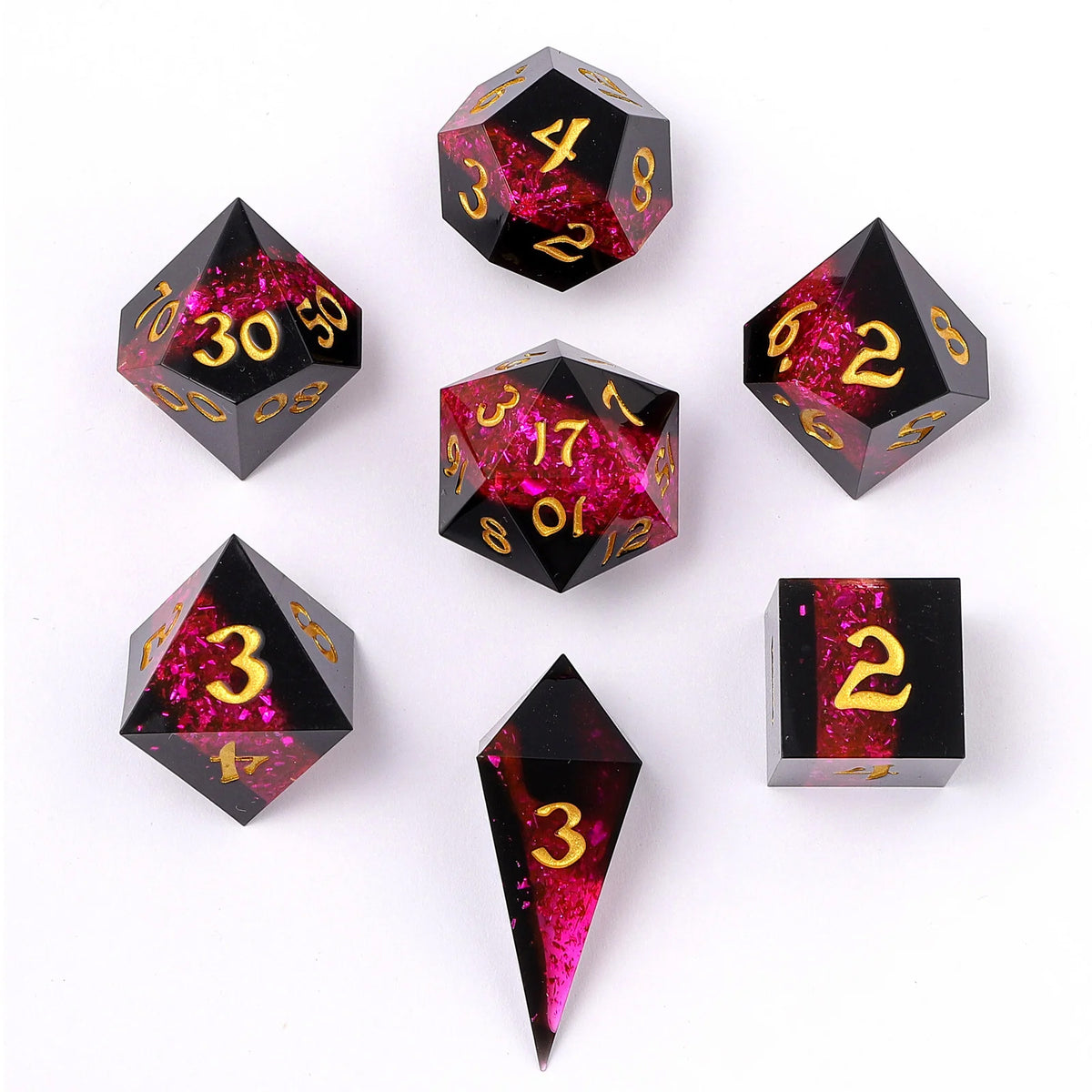 Radiant Path - Captured Magic 7-Dice Set - Sharp Edge Resin – Brain Spice